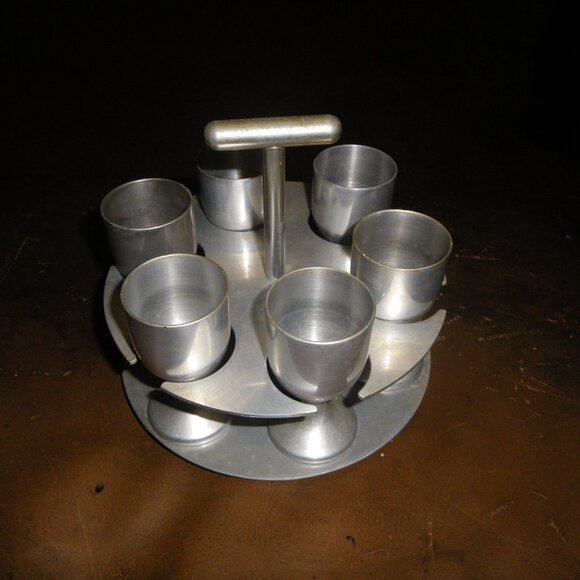 Vintage | Dining | Vintage Metal Miniature Goblet Cordial Shot Set W ...
